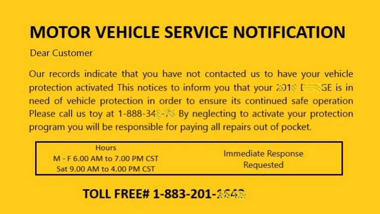 Motor Vehicle Service Notification – Is It Legit or A Scam?
